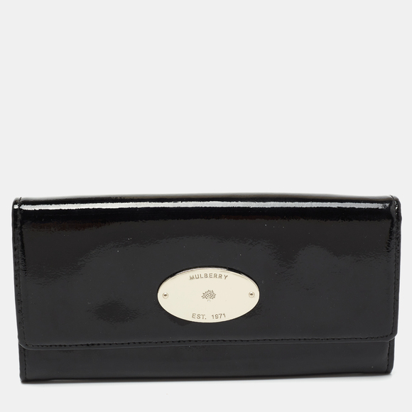 Mulberry | Bags | Mulberry Black Patent Leather Continental Wallet ...